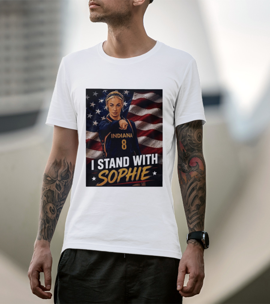 I Stand With Sophie Cunningham Indiana 8 American Flag T-Shirt