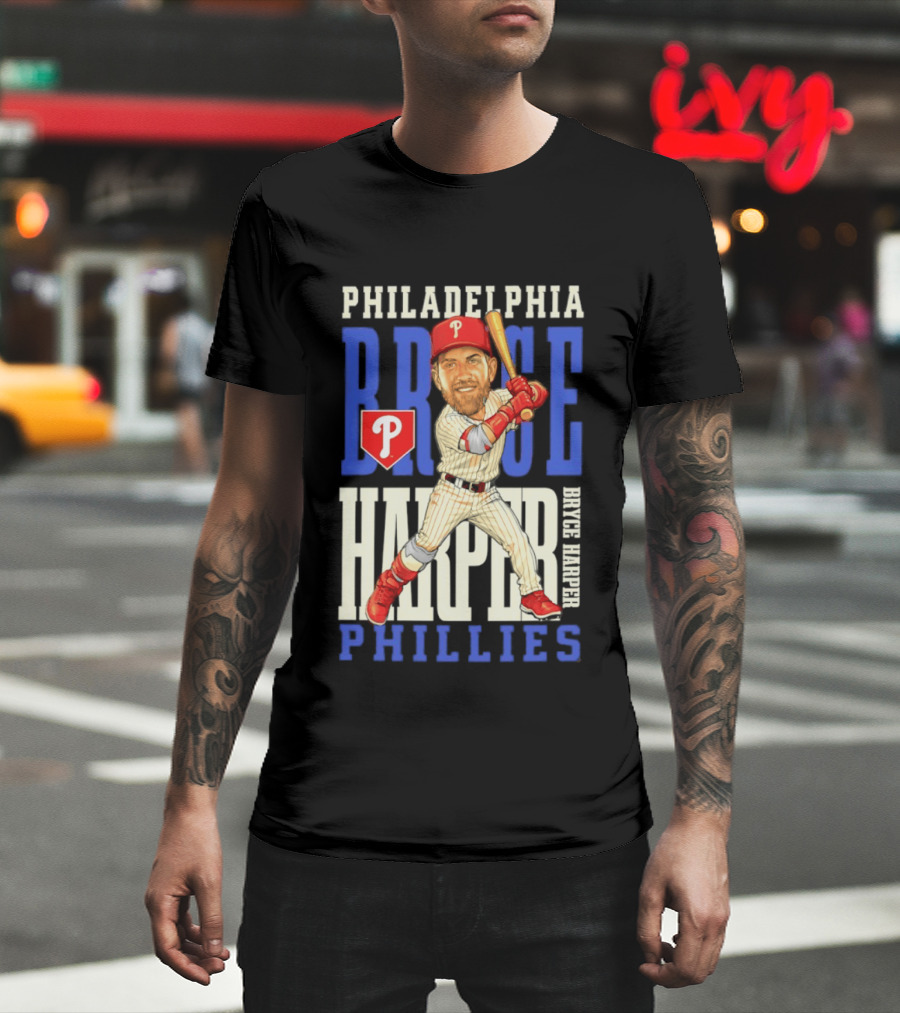 Philadelphia Phillies Bryce Harper Baseball Caricature Clash T-Shirt