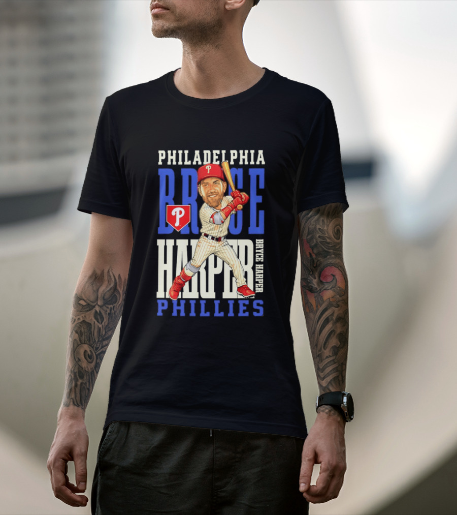 Philadelphia Phillies Bryce Harper Baseball Caricature Clash T-Shirt