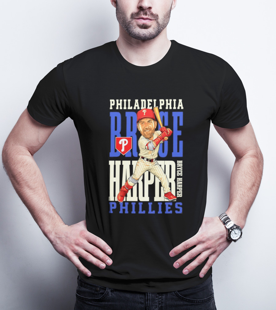 Philadelphia Phillies Bryce Harper Baseball Caricature Clash T-Shirt