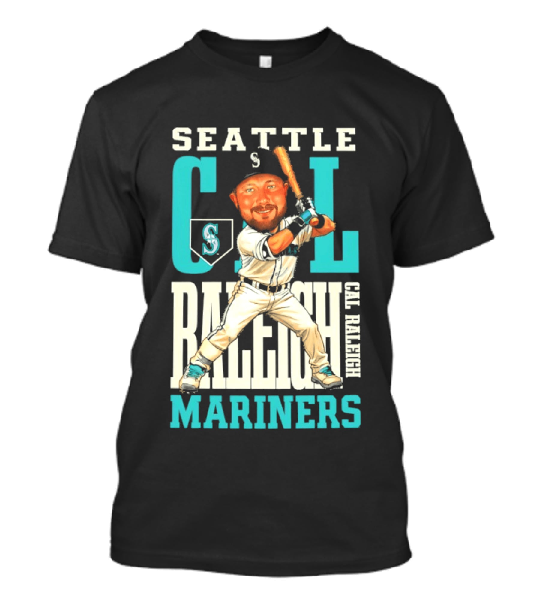 Seattle Mariners Cal Raleigh Baseball Caricature Mariners T-Shirt