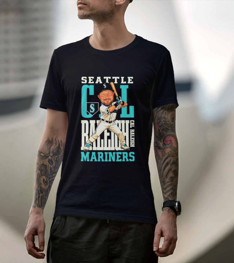 Seattle Mariners Cal Raleigh Baseball Caricature Mariners T-Shirt