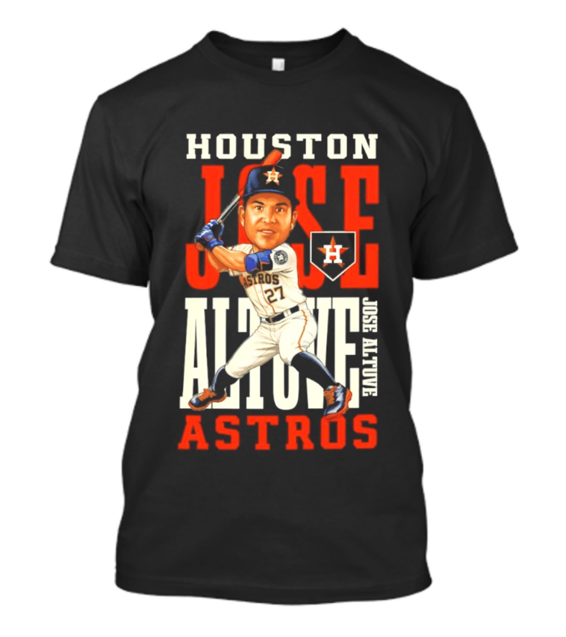 Houston Astros Jose Altuve Baseball Caricature T-Shirt