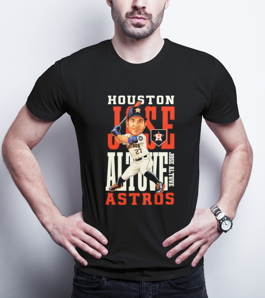 Houston Astros Jose Altuve Baseball Caricature T-Shirt
