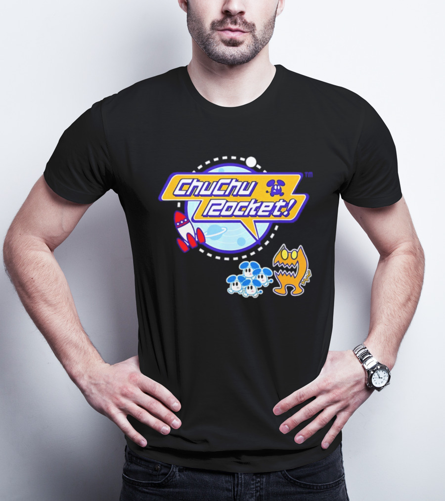 ChuChu Rocket Iconic Game Logo With Spaceship And Characters T-Shirt