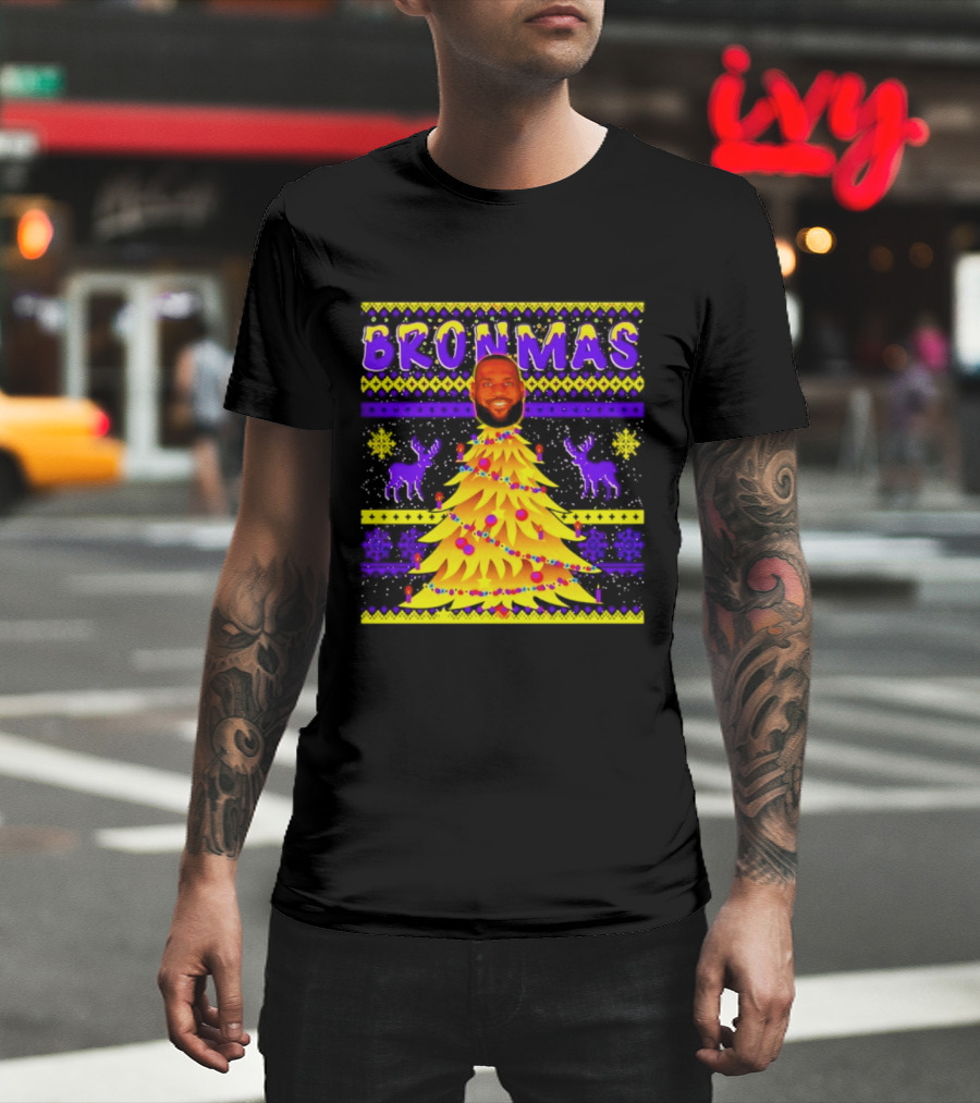 LeBron James Bronmas Christmas Tree Philadelphia 76ers Festive Reindeer T-Shirt
