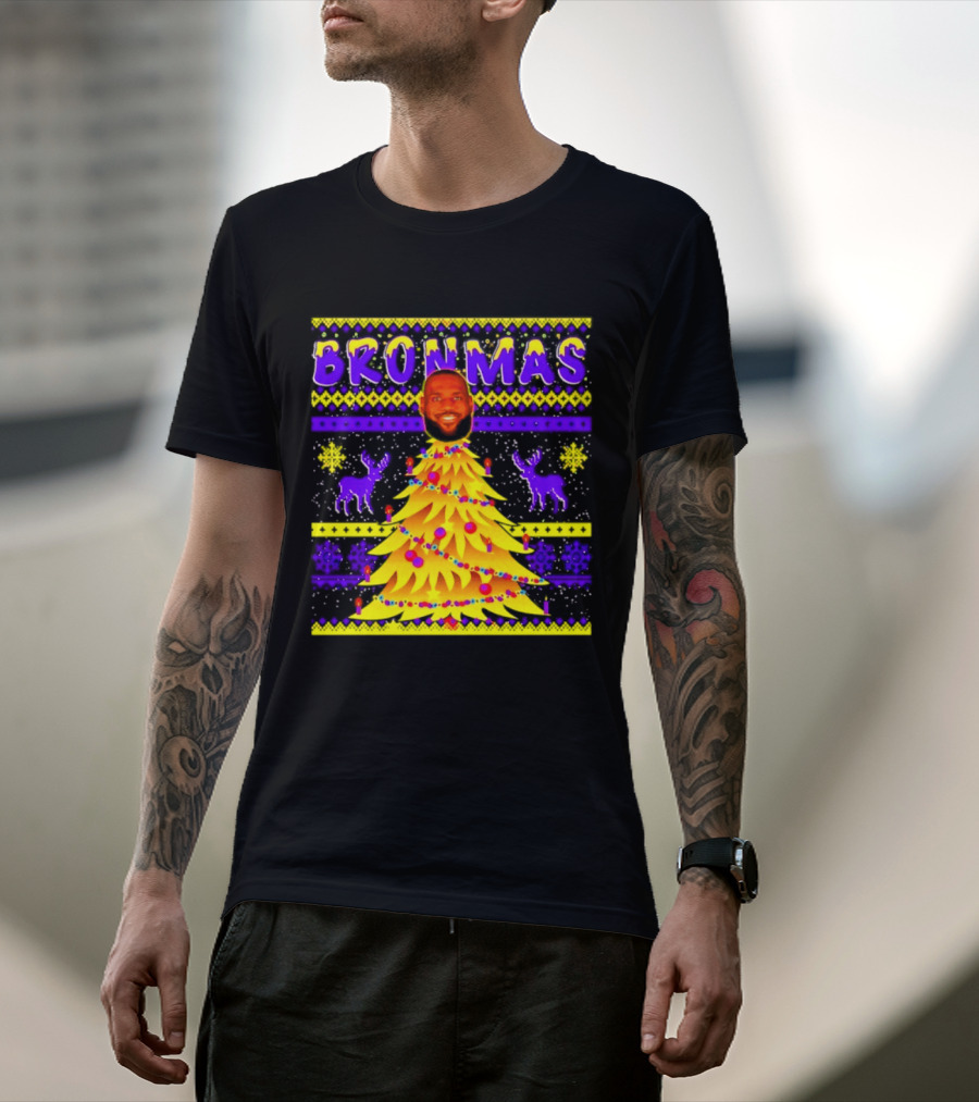 LeBron James Bronmas Christmas Tree Philadelphia 76ers Festive Reindeer T-Shirt