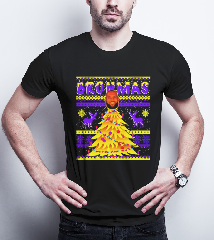 LeBron James Bronmas Christmas Tree Philadelphia 76ers Festive Reindeer T-Shirt