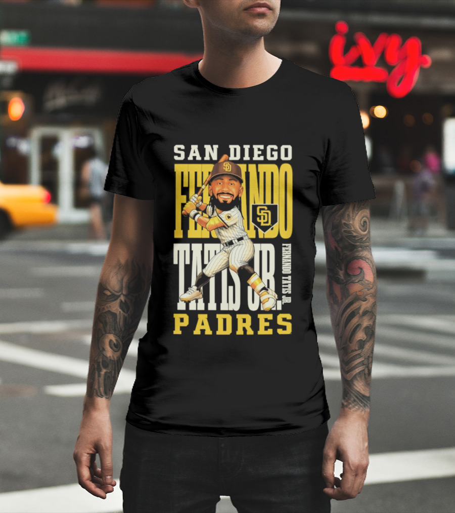 San Diego Padres Fernando Tatis Jr. Baseball Caricature SD Padres T-Shirt