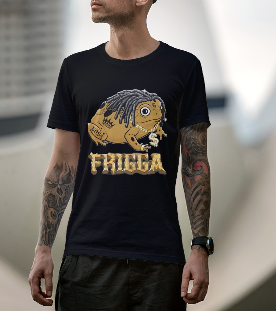 Frigga Boss Frog Crown Tattoos Dollar Chain T-Shirt