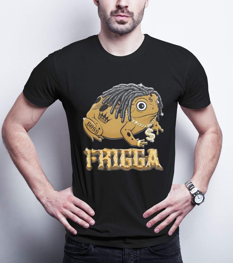 Frigga Boss Frog Crown Tattoos Dollar Chain T-Shirt