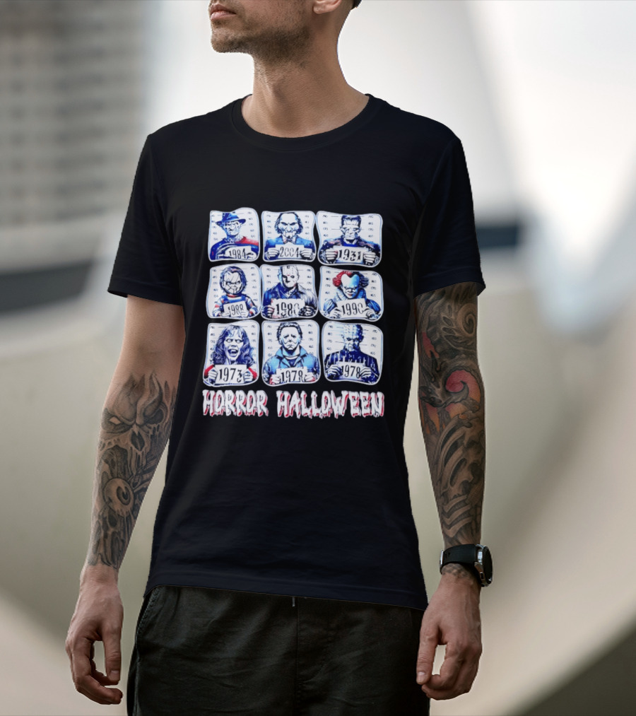 Horror Halloween Shot Characters 1973 1978 1980 1984 1988 1990 2004 Iconic Slashers T-Shirt