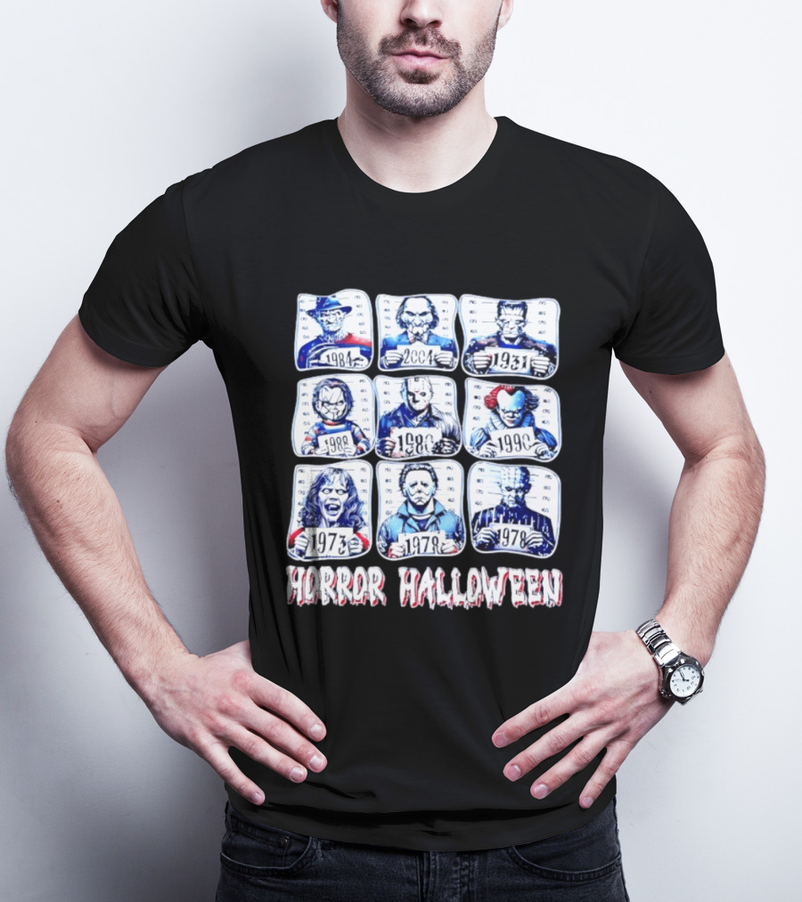 Horror Halloween Shot Characters 1973 1978 1980 1984 1988 1990 2004 Iconic Slashers T-Shirt