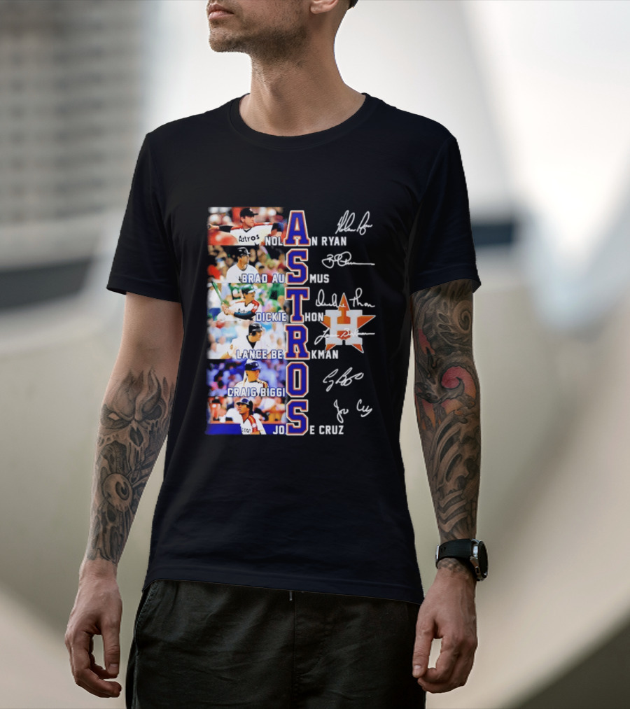 Nolan Ryan Brad Ausmus Dickie Thon Lance Berkman Craig Biggio Jose Cruz Houston Astros Baseball Legends T-Shirt