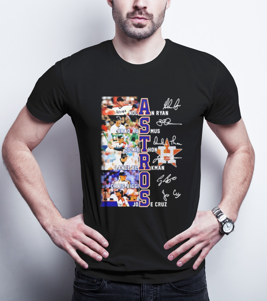Nolan Ryan Brad Ausmus Dickie Thon Lance Berkman Craig Biggio Jose Cruz Houston Astros Baseball Legends T-Shirt