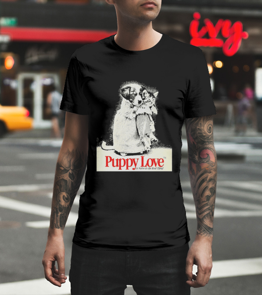Puppy Love Naive Romance In Print T-Shirt