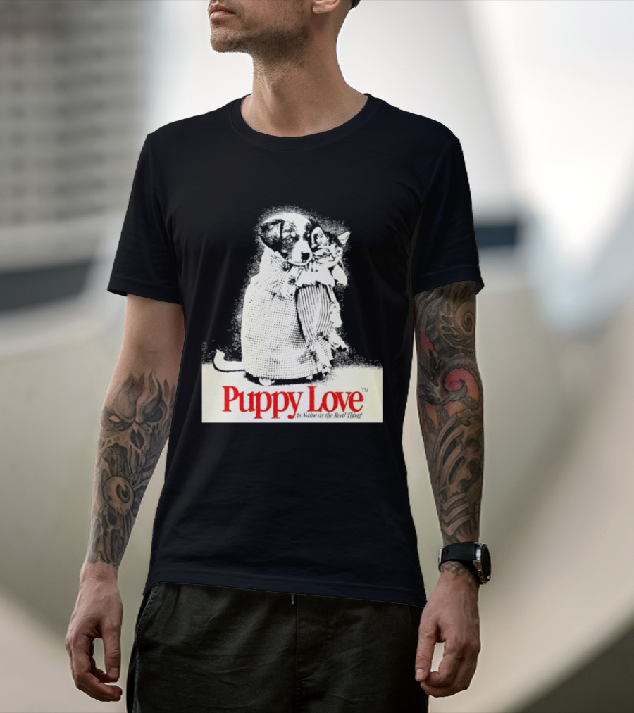Puppy Love Naive Romance In Print T-Shirt