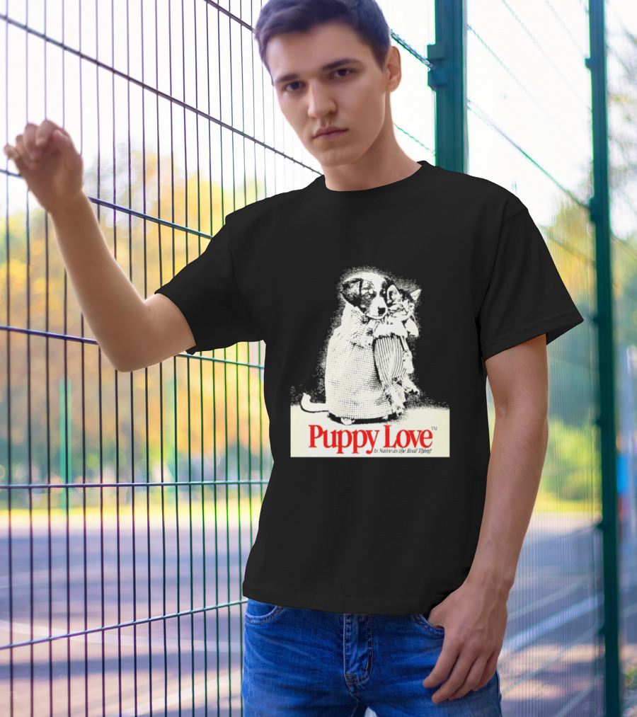 Puppy Love Naive Romance In Print T-Shirt