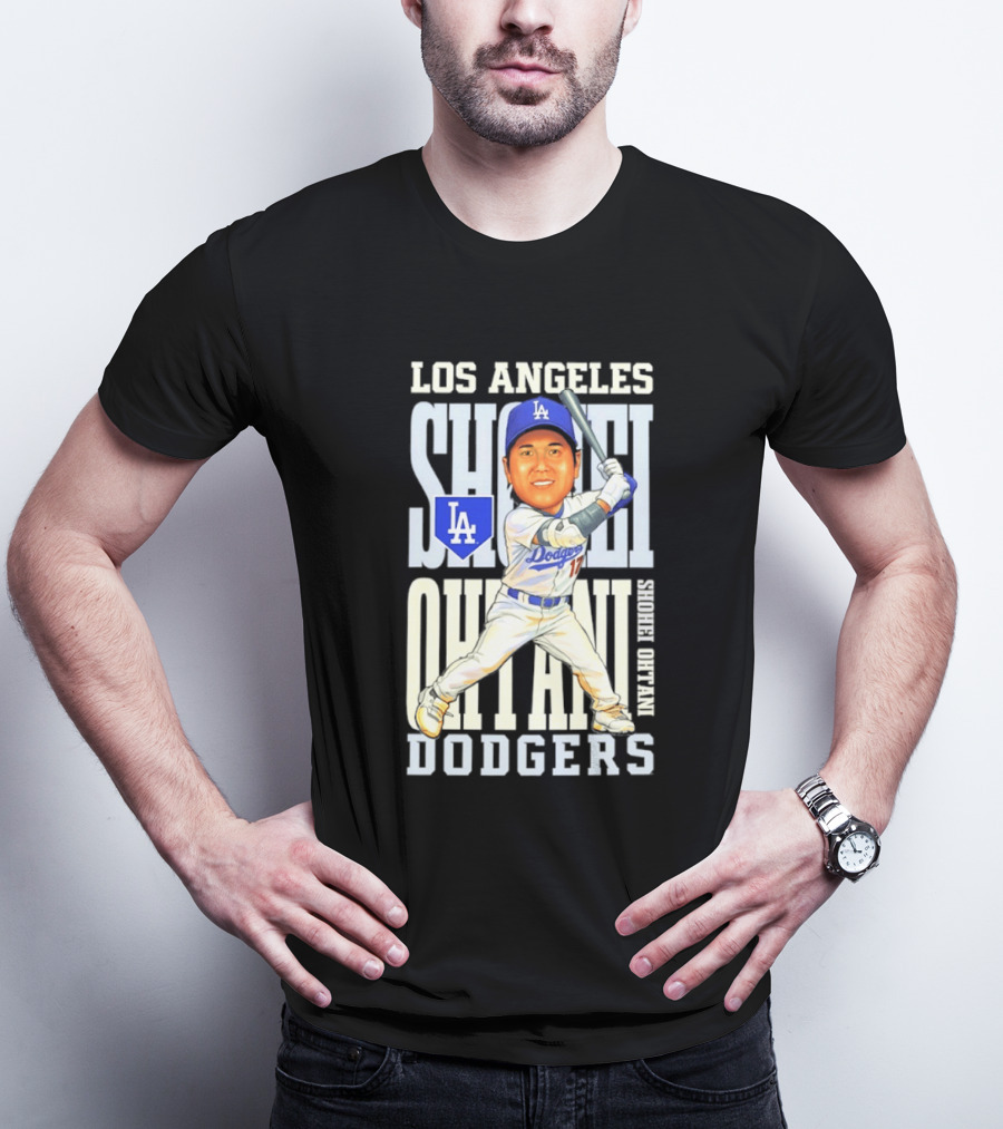 Los Angeles Dodgers Shohei Ohtani Caricature Dodgers Baseball T-Shirt