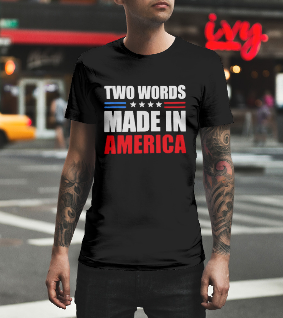 Two Words Made In America Patriotic USA Stars And Stripes T-Shirt