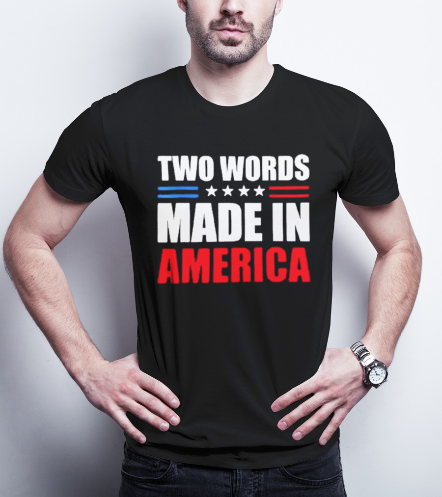 Two Words Made In America Patriotic USA Stars And Stripes T-Shirt