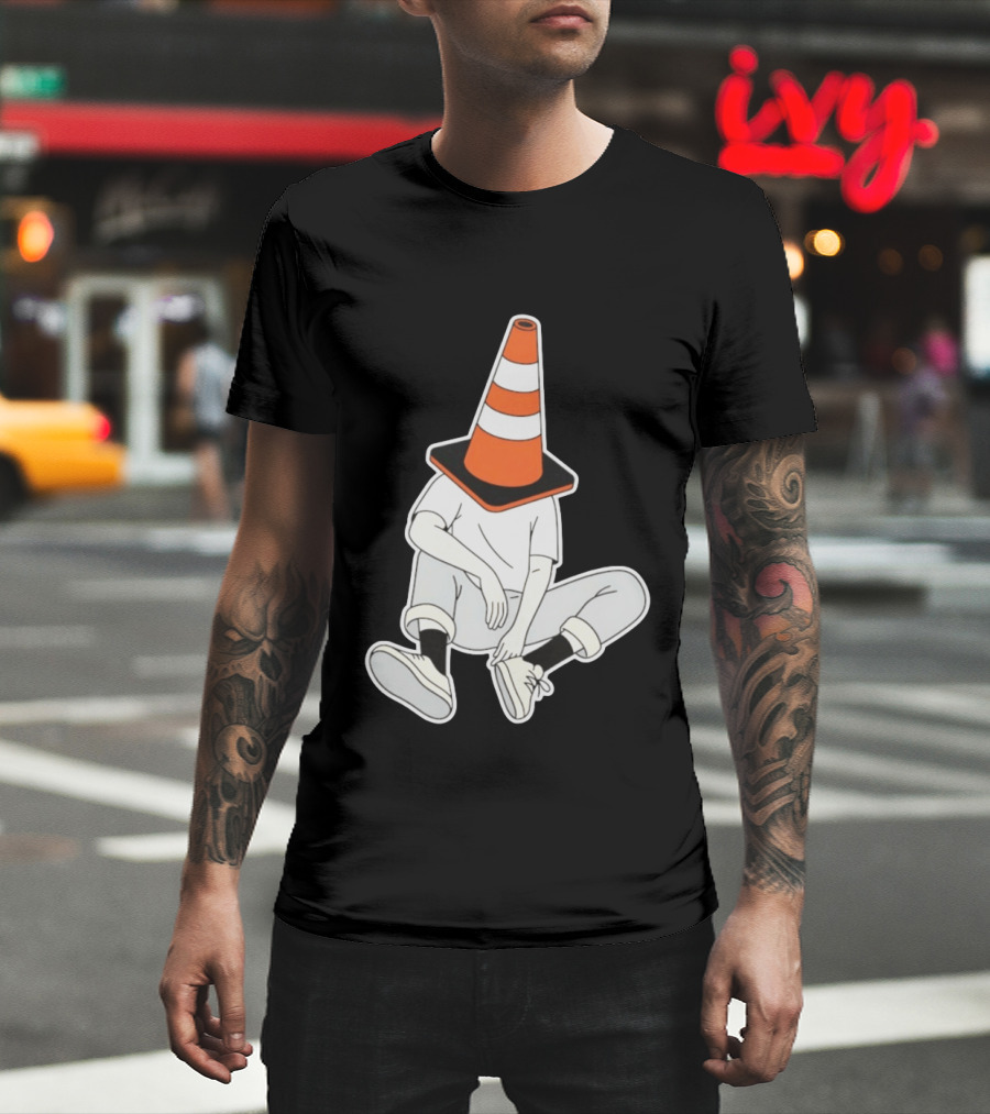 Under Construction Introvert Mode Traffic Cone Head Silent Reflection T-Shirt