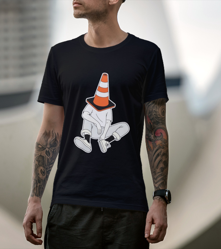 Under Construction Introvert Mode Traffic Cone Head Silent Reflection T-Shirt