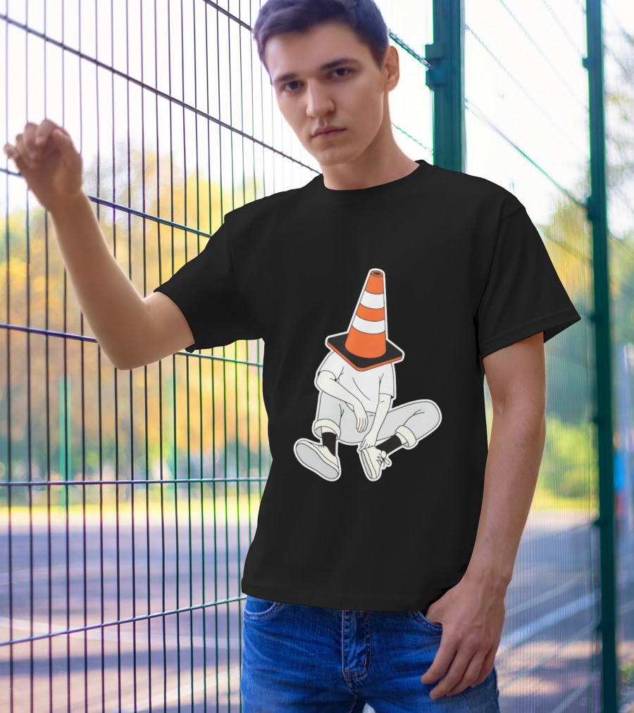 Under Construction Introvert Mode Traffic Cone Head Silent Reflection T-Shirt