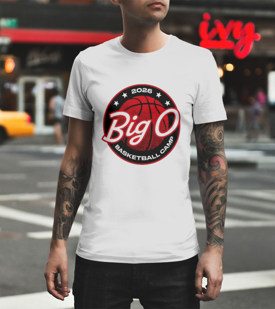 Big O Basketball Camp 2026 Red Basketball Circle Stars T-Shirt