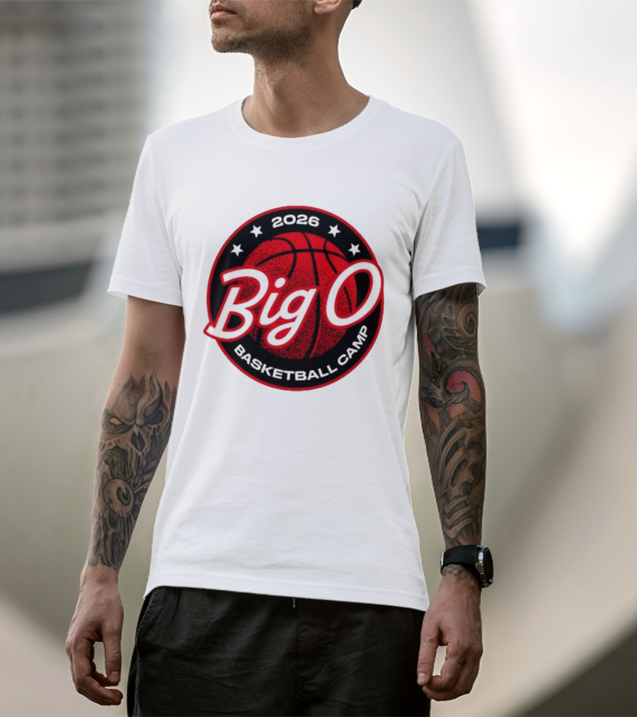 Big O Basketball Camp 2026 Red Basketball Circle Stars T-Shirt