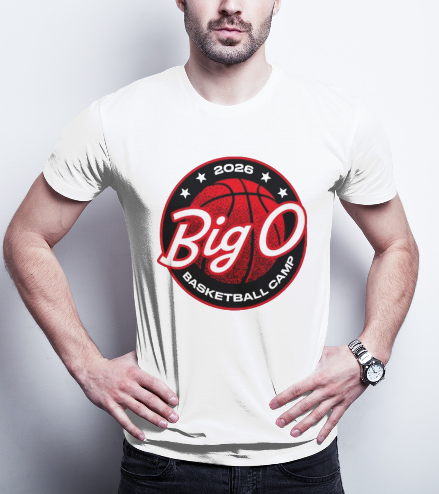 Big O Basketball Camp 2026 Red Basketball Circle Stars T-Shirt