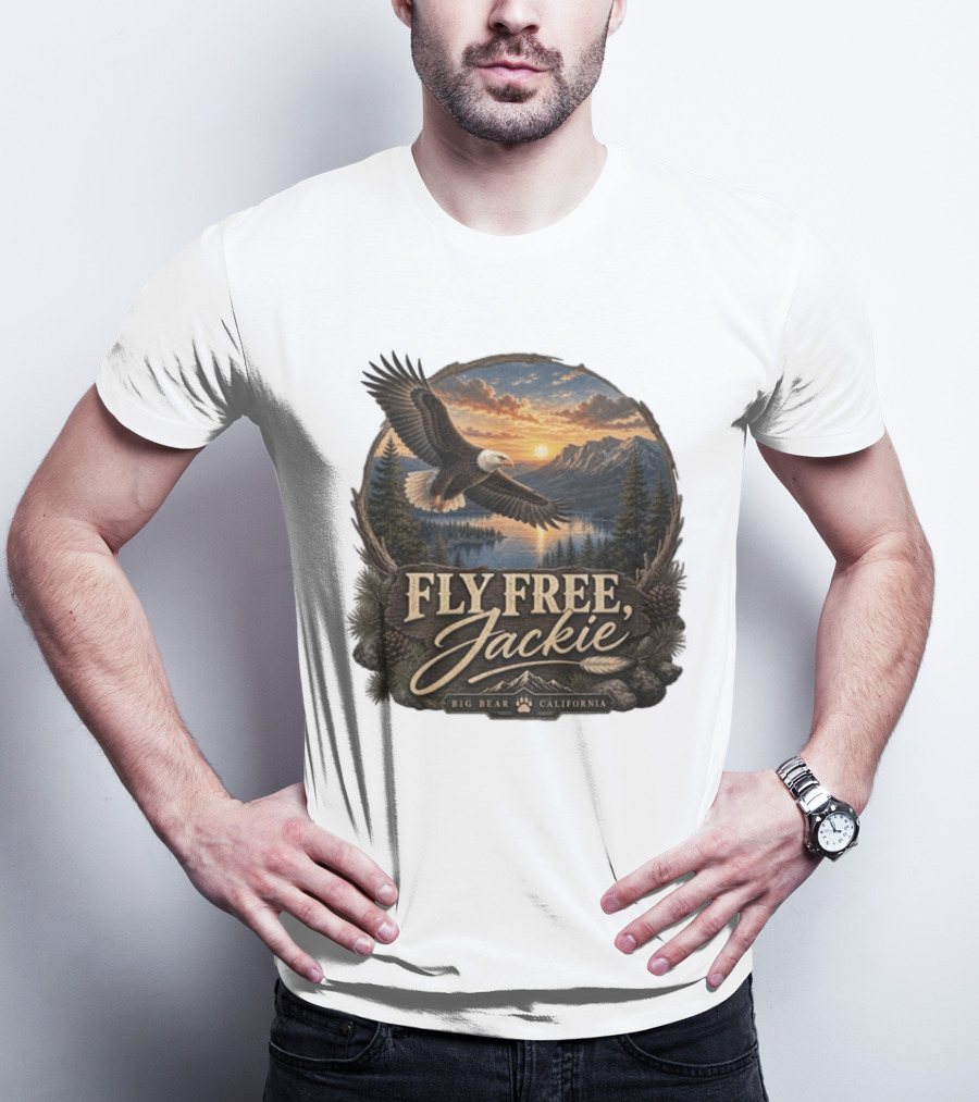 Fly Free Jackie Eagle Soaring Big Bear California Sunset T-Shirt