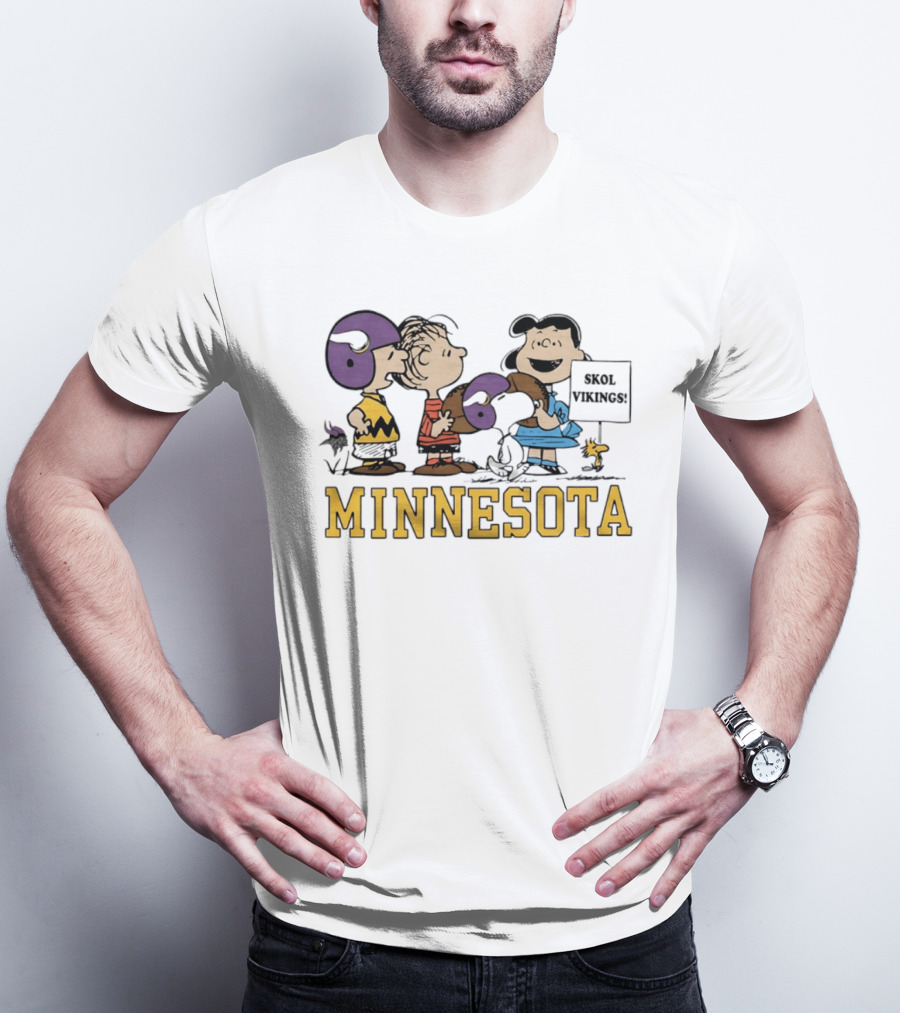 Minnesota Vikings Peanuts Skol Vikings Linus Lucy Woodstock Charlie Brown T-Shirt