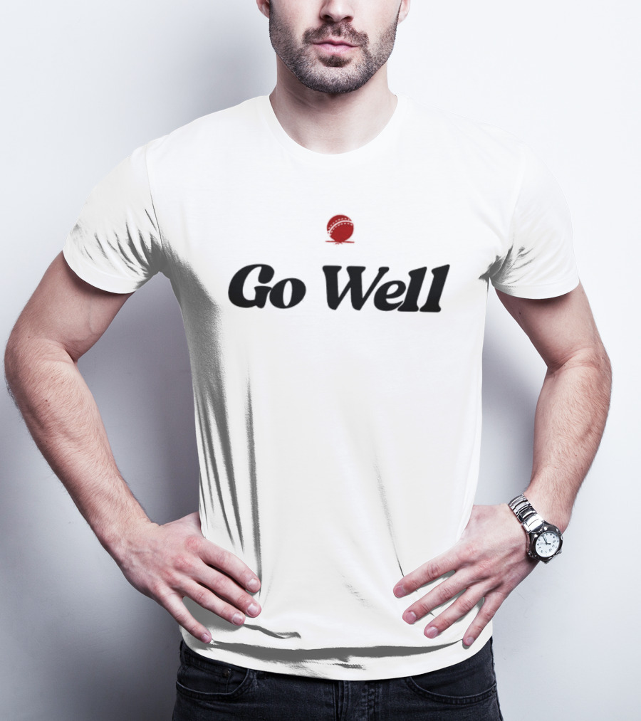 Go Well Cheers Cricket Red Ball Icon 2 Sided T-Shirt