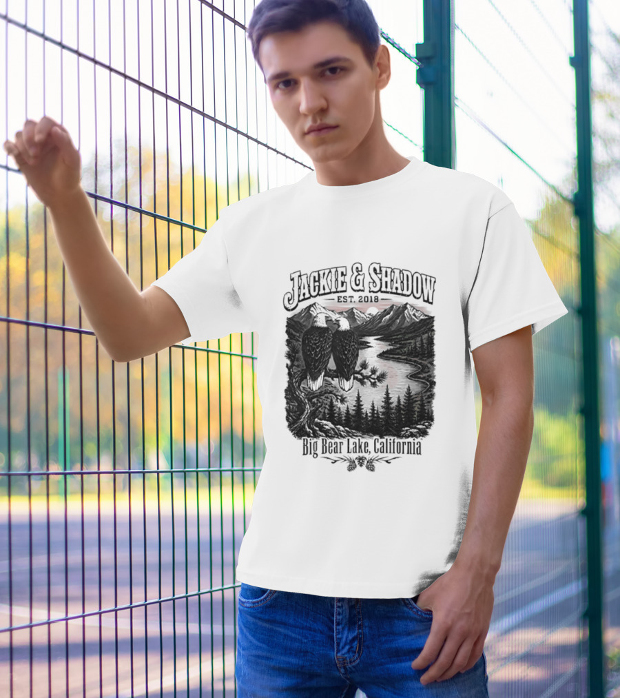 Jackie And Shadow Est 2018 Big Bear Lake California Mountain Scene T-Shirt