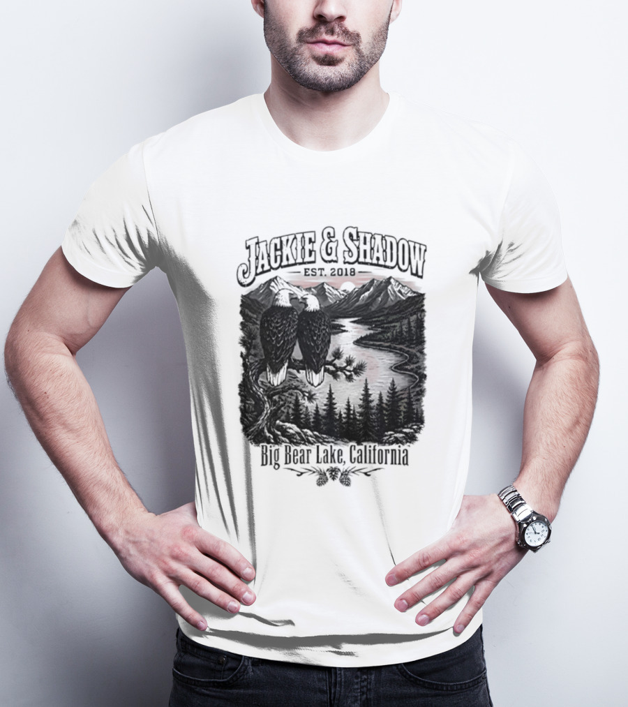 Jackie And Shadow Est 2018 Big Bear Lake California Mountain Scene T-Shirt