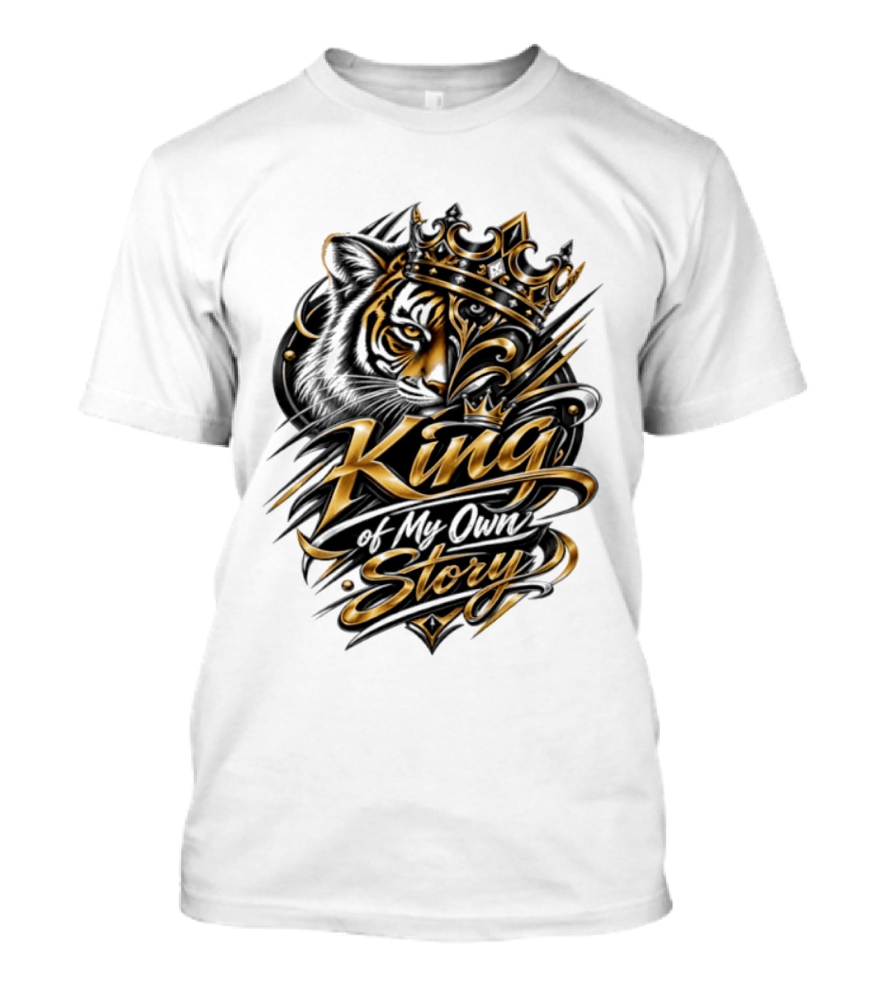 King Of My Own Story Tiger Crown Motif T-Shirt
