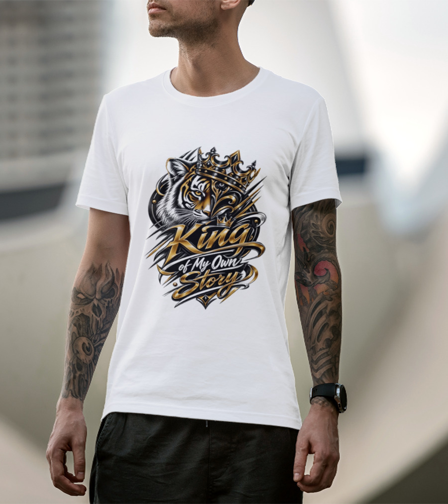 King Of My Own Story Tiger Crown Motif T-Shirt