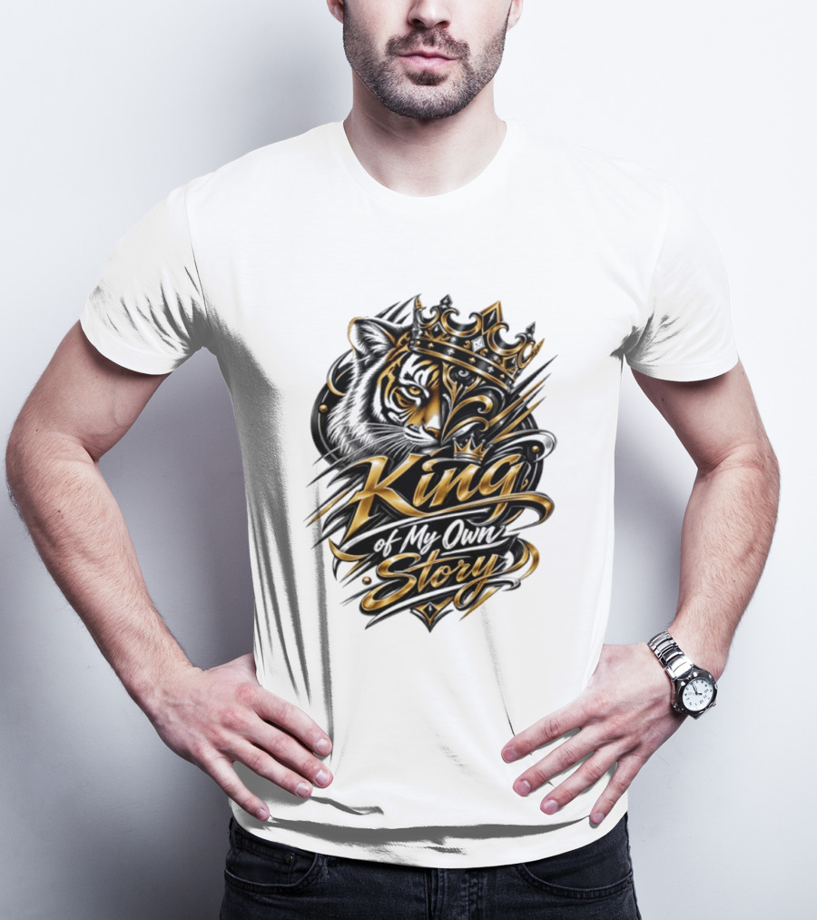 King Of My Own Story Tiger Crown Motif T-Shirt