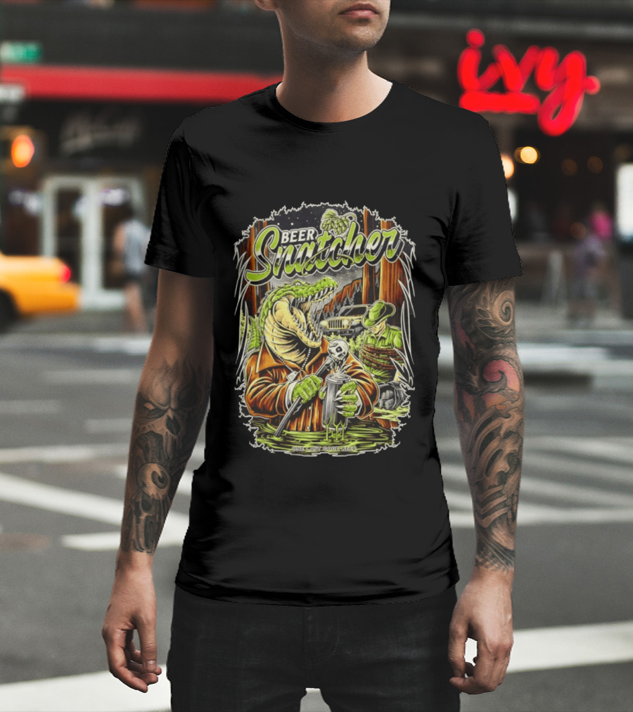 Beer Snatcher Alligator One Last Good Beer Hunter Scene T-Shirt