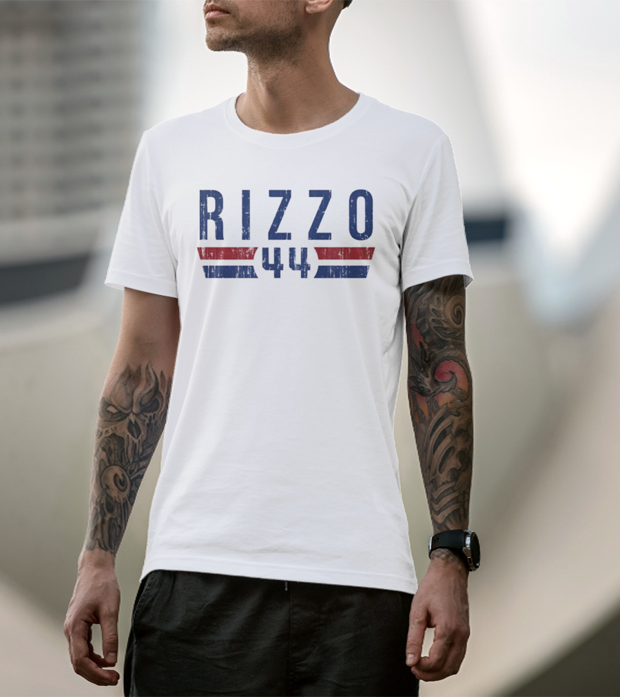 Anthony Rizzo 44 Chicago Cubs MLB 2026 Name And Number Blue Red T-Shirt