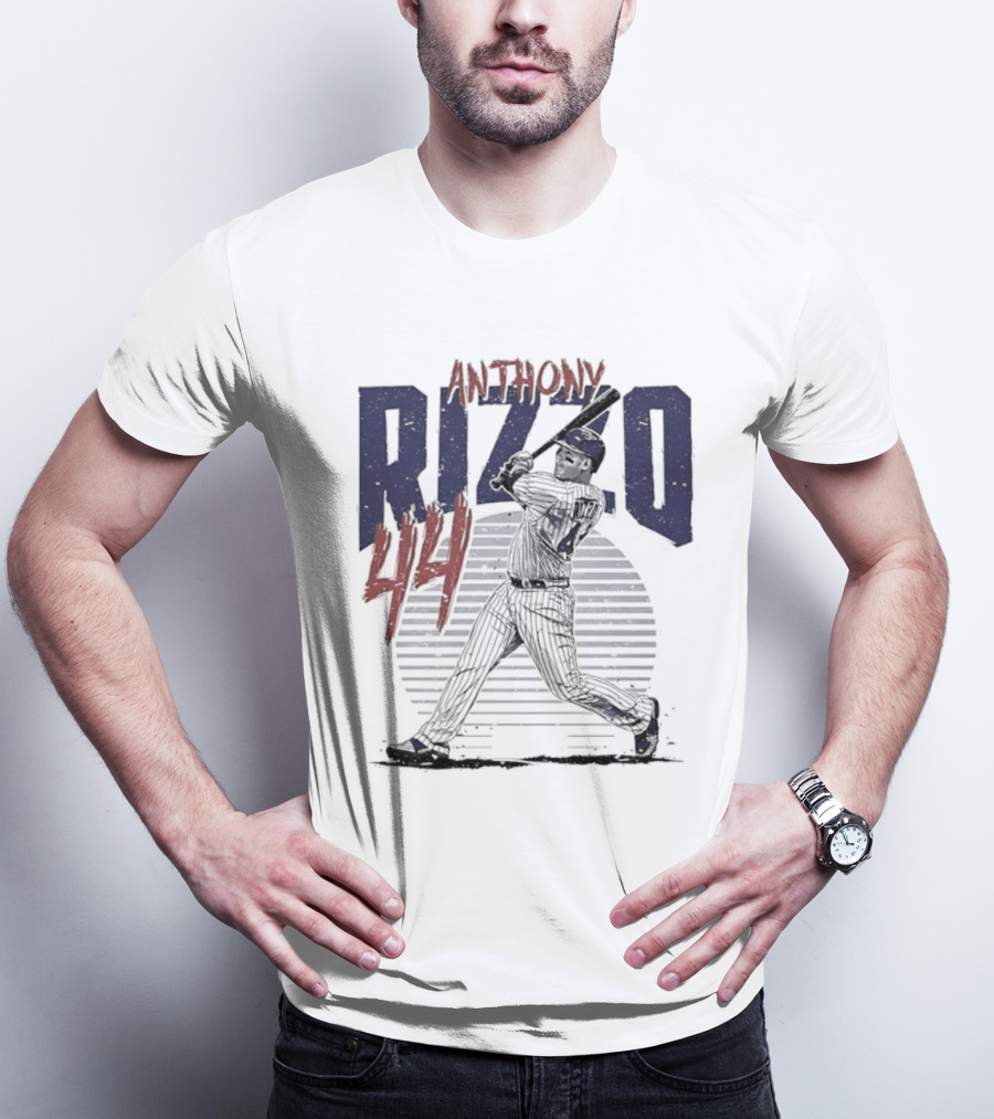 Anthony Rizzo 44 Chicago Cubs Slugger Baseball Swing T-Shirt