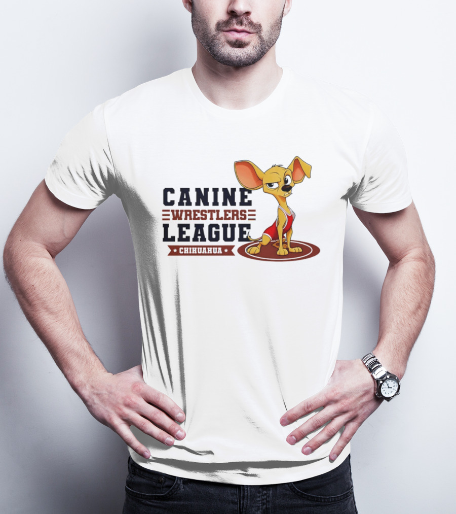 Canine Wrestlers League Chihuahua Wrestler Cartoon T-Shirt