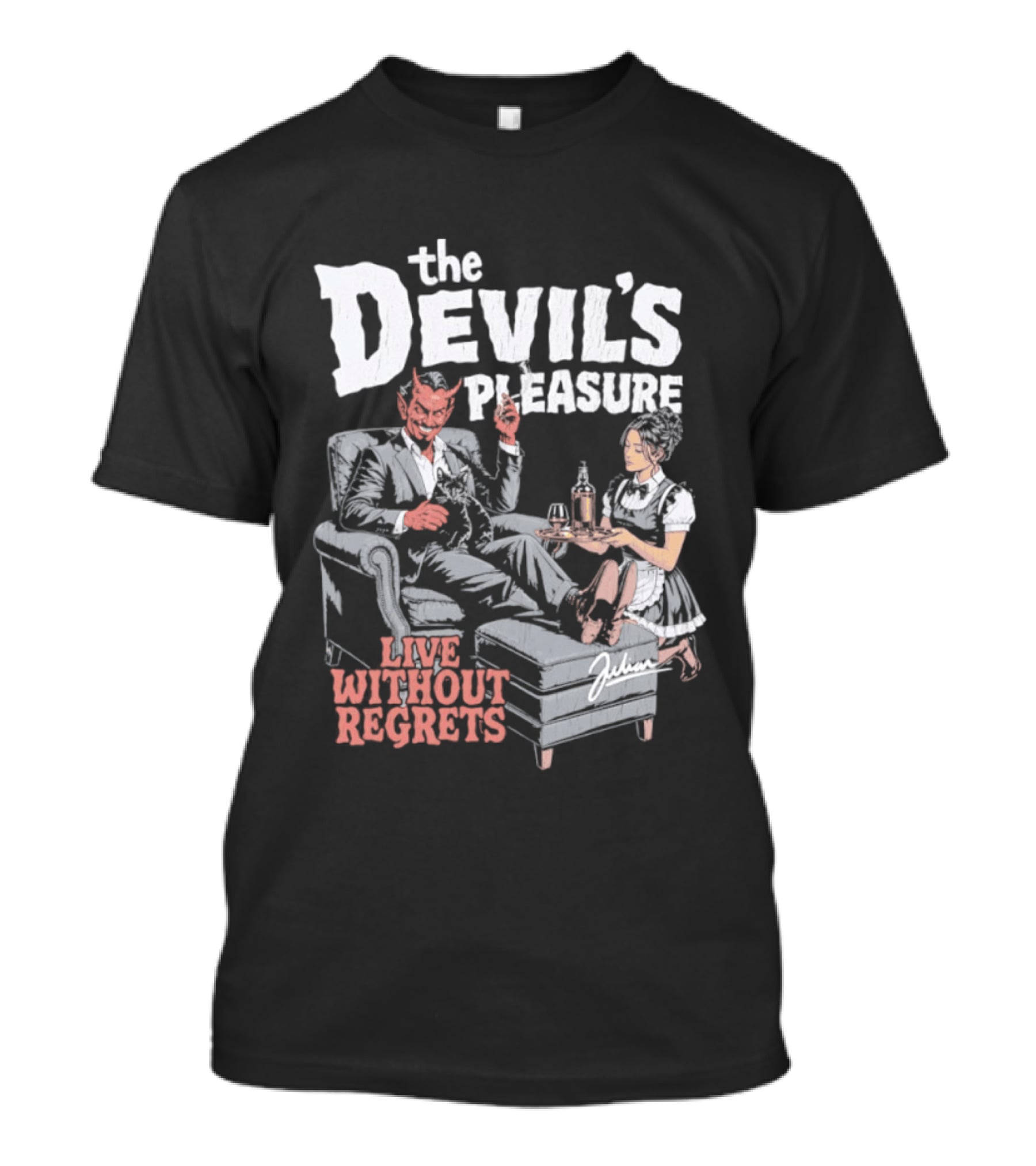 The Devil's Pleasure Live Without Regrets Vintage Lounge Scene T-Shirt