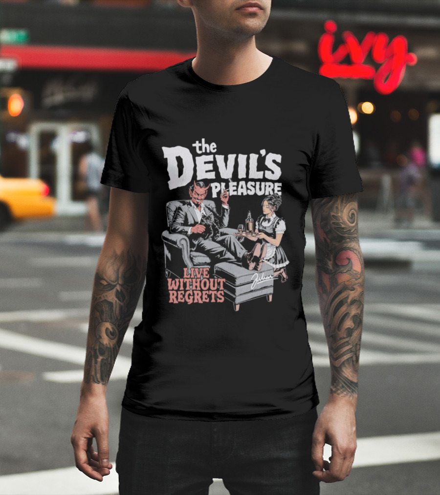 The Devil's Pleasure Live Without Regrets Vintage Lounge Scene T-Shirt