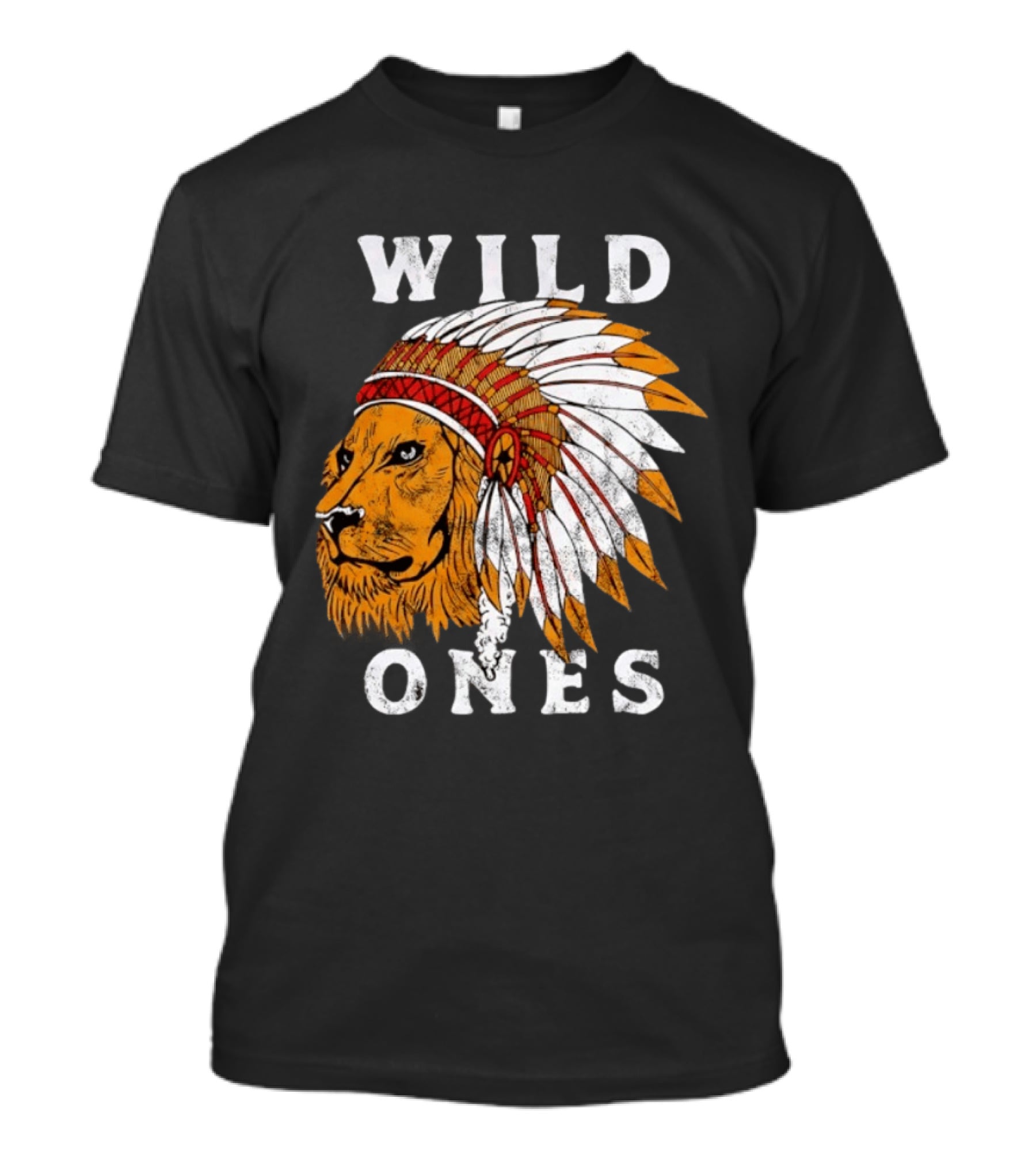 Wild Ones Lion Native American Headdress T-Shirt