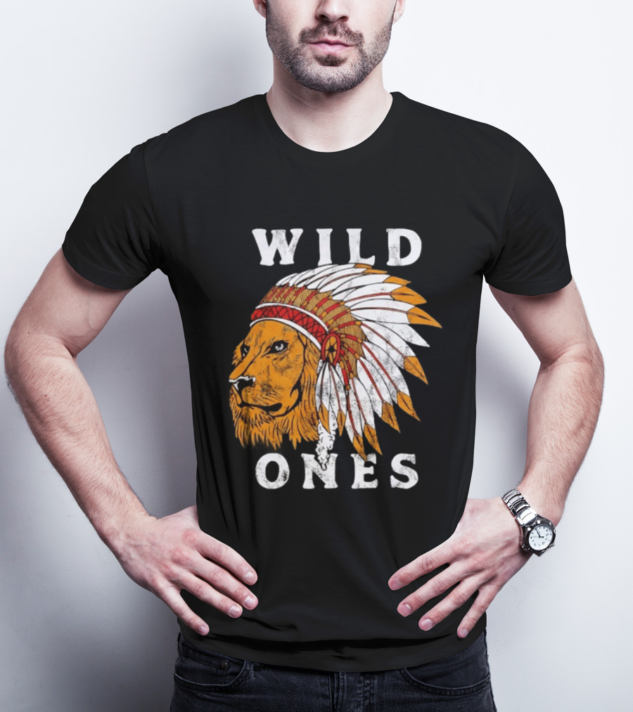 Wild Ones Lion Native American Headdress T-Shirt