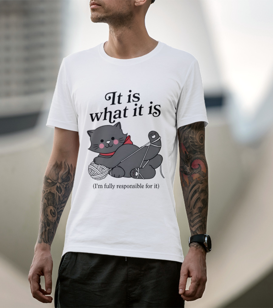 It Is What It Is Playful Cat With Yarn I'm Fully Responsible For It T-Shirt