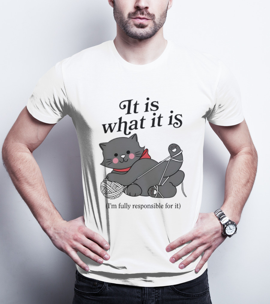 It Is What It Is Playful Cat With Yarn I'm Fully Responsible For It T-Shirt