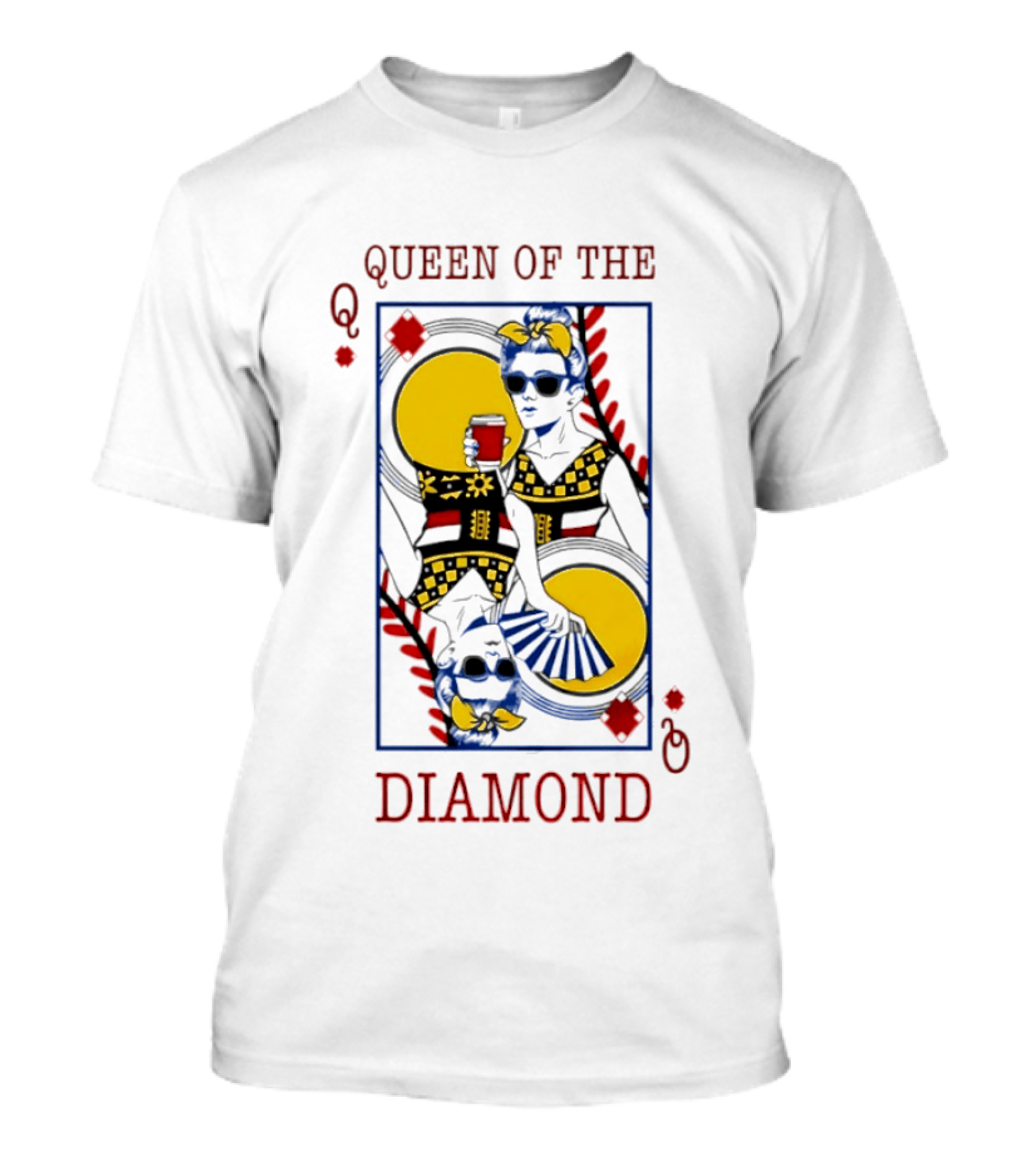 Queen Of The Diamond Playing Card Baseball T-Shirt